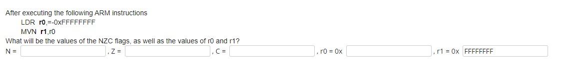 Solved After executing the following ARM instructions | Chegg.com