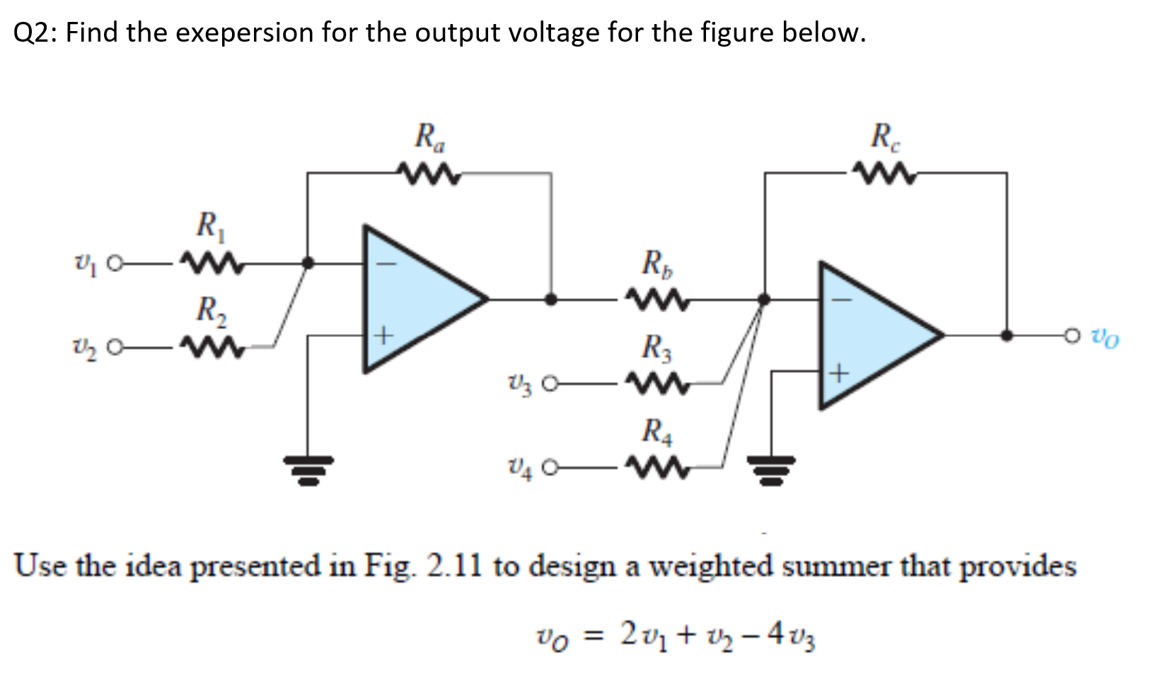 Solved Q2: Find the exepersion for the output voltage for | Chegg.com