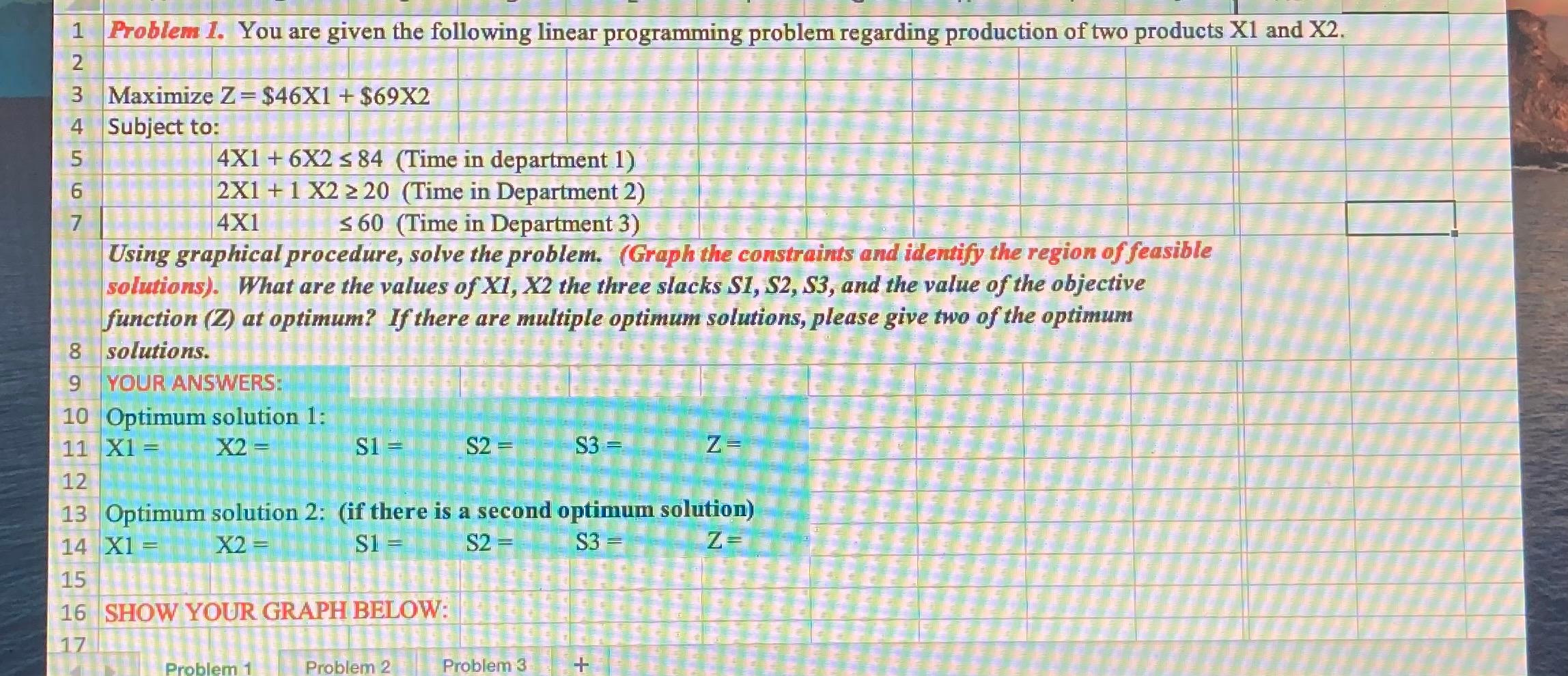 Solved տ ա 1 Problem 1. You are given the following linear | Chegg.com