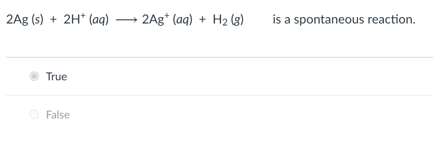 Solved 2Ag (s) + 2H+ (aq) 2Ag+ (aq) + H2 (g) is a | Chegg.com