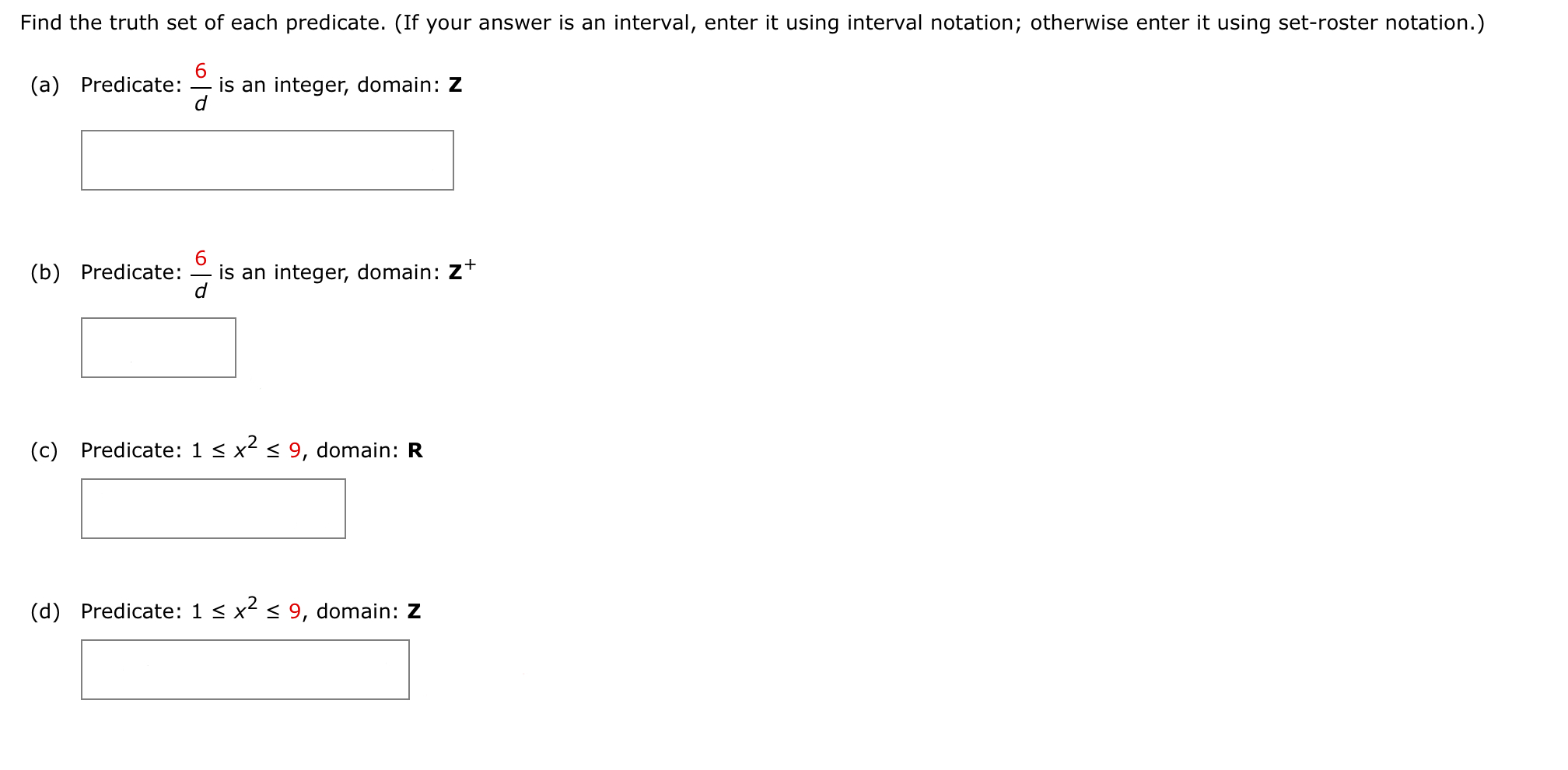 Solved Find the truth set of each predicate. (If your answer | Chegg.com
