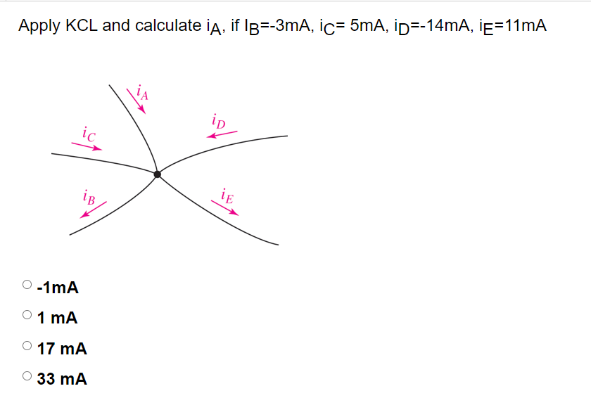 Solved Apply KCL and calculate iA, if IB=−3 mA,iC=5 | Chegg.com