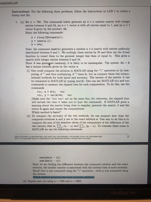 Solved loads/lab2.pdf Instructions: For the following three | Chegg.com