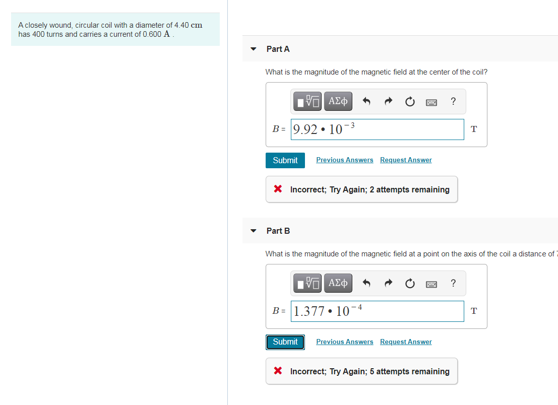 Solved A closely wound, circular coil with a diameter of | Chegg.com