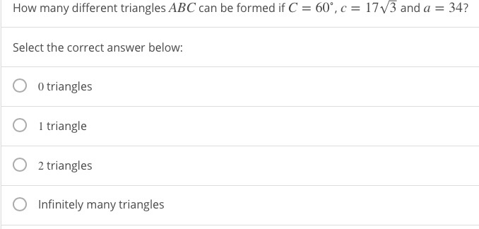 Solved How many different triangles ABC can be formed if C | Chegg.com