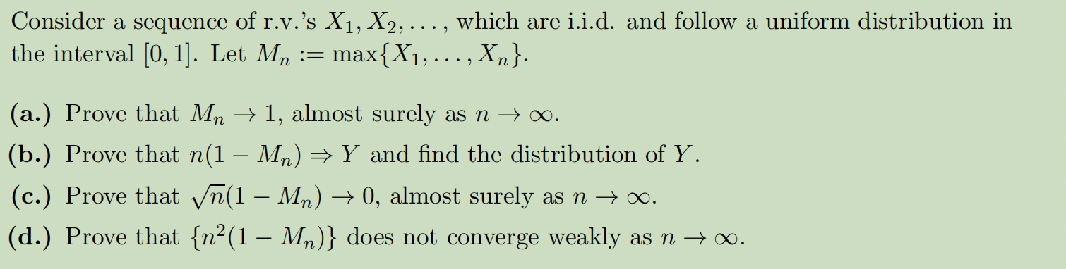Solved Consider a sequence of r.v.'s X1,X2,…, which are | Chegg.com