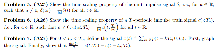 Solved Problem 5. (A25) Show the time scaling property of | Chegg.com