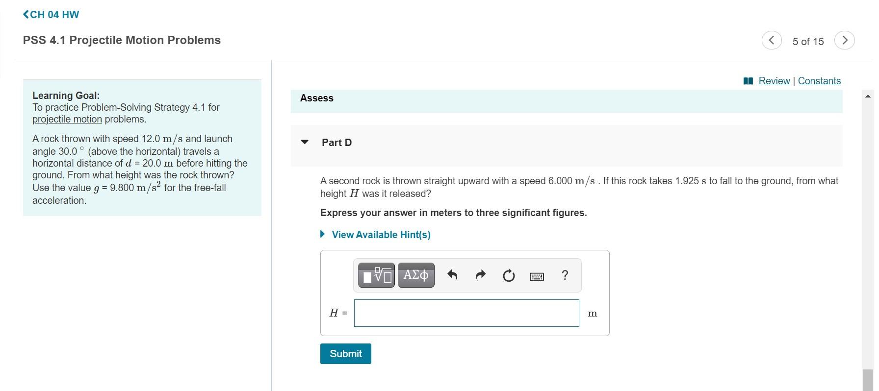 Solved RI Review Constants Assess Part D Learning Goal: To | Chegg.com