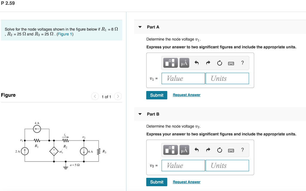 Solved P 2.59 Part A Solve for the node voltages shown in | Chegg.com