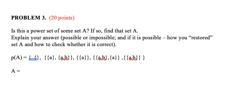 Solved PROBLEM 1. (20 points, 10 points each) Given set | Chegg.com