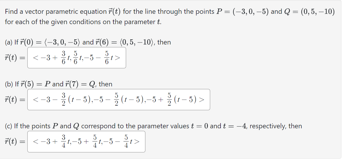 Solved Find a vector parametric equation r(t) ﻿for the line | Chegg.com