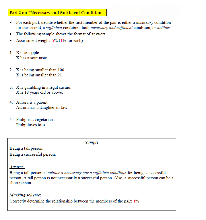 Solved Part 2 on "Necessary and Sufficient Conditions" • For | Chegg.com