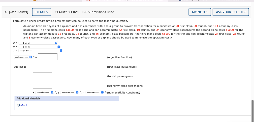 Formulate a linear programming problem that can be | Chegg.com