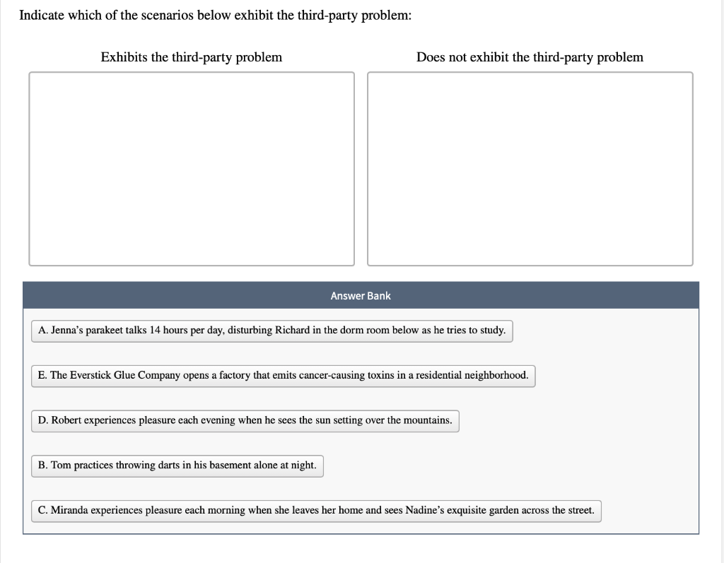 Solved Indicate which of the scenarios below exhibit the | Chegg.com