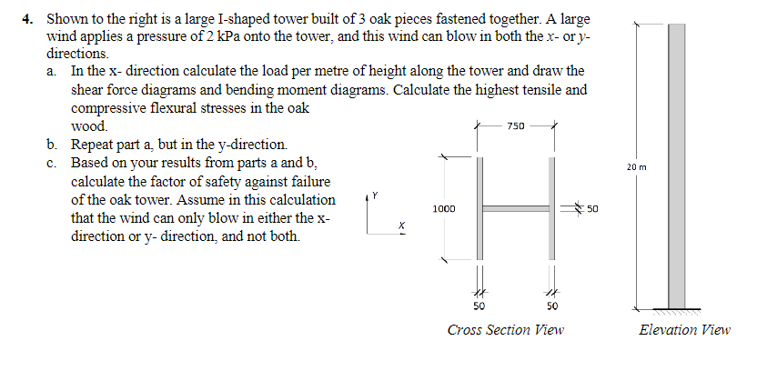 Solved 4. Shown to the right is a large I-shaped tower built | Chegg.com