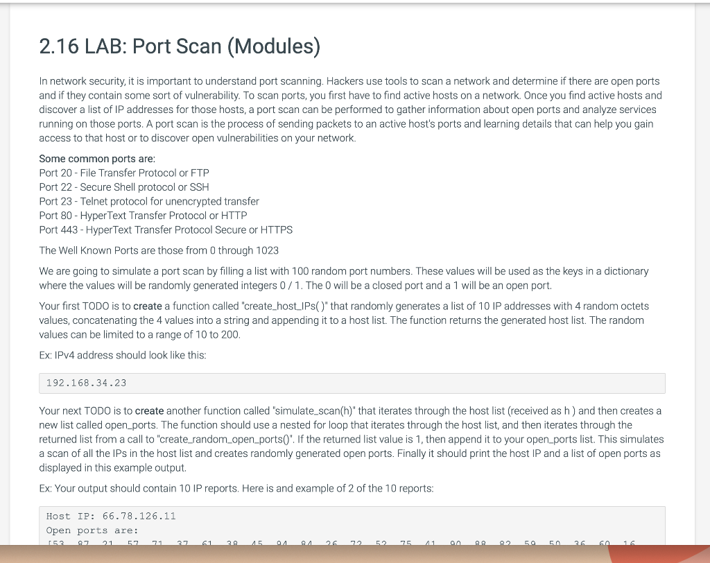 Solved 2.16 LAB: Port Scan (Modules) In network security, it | Chegg.com