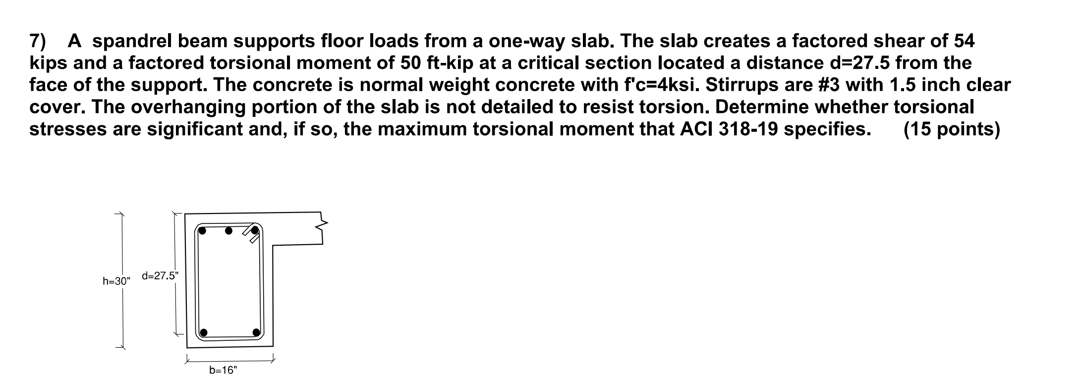 Solved 7) A spandrel beam supports floor loads from a | Chegg.com