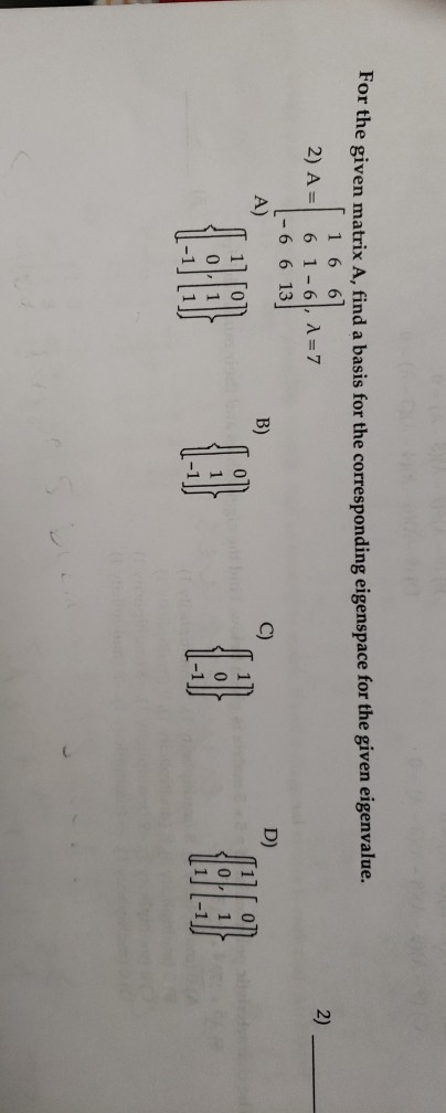Solved For the given matrix A, find a basis for the | Chegg.com