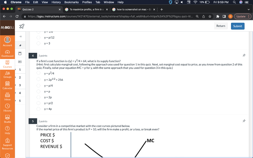 If a firm's total cost function is c(y)=9y3+25, then | Chegg.com