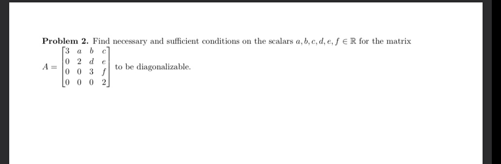 Solved Problem 2. Find necessary and sufficient conditions | Chegg.com