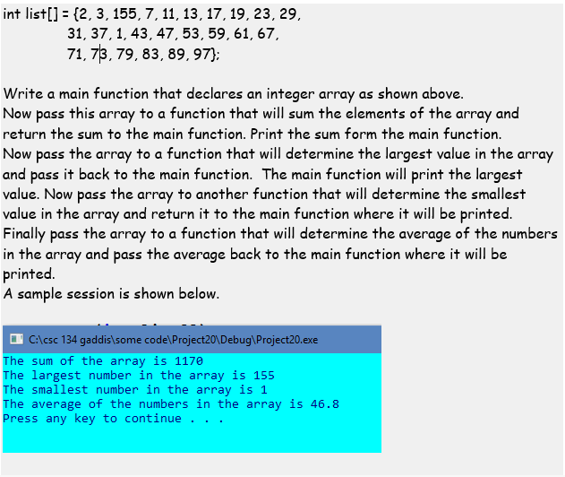 Solved int list[] : (2, 3, 155,7, 11, 13, 17.19. 23, 29 31, | Chegg.com