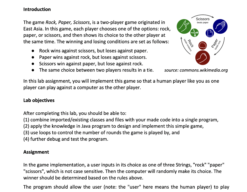 Solved The game Rock, Paper, Scissors, is a two-player game | Chegg.com