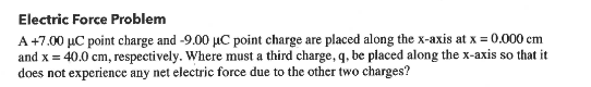 Solved Electric Force Problem A+7.00μC point charge and | Chegg.com