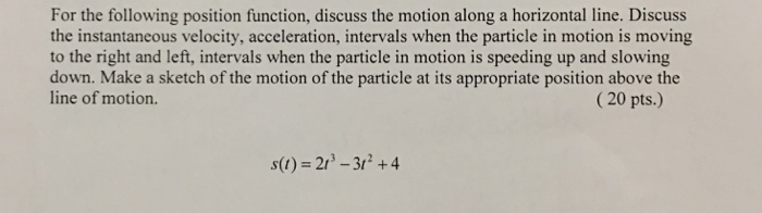 Solved For the following position function, discuss the | Chegg.com
