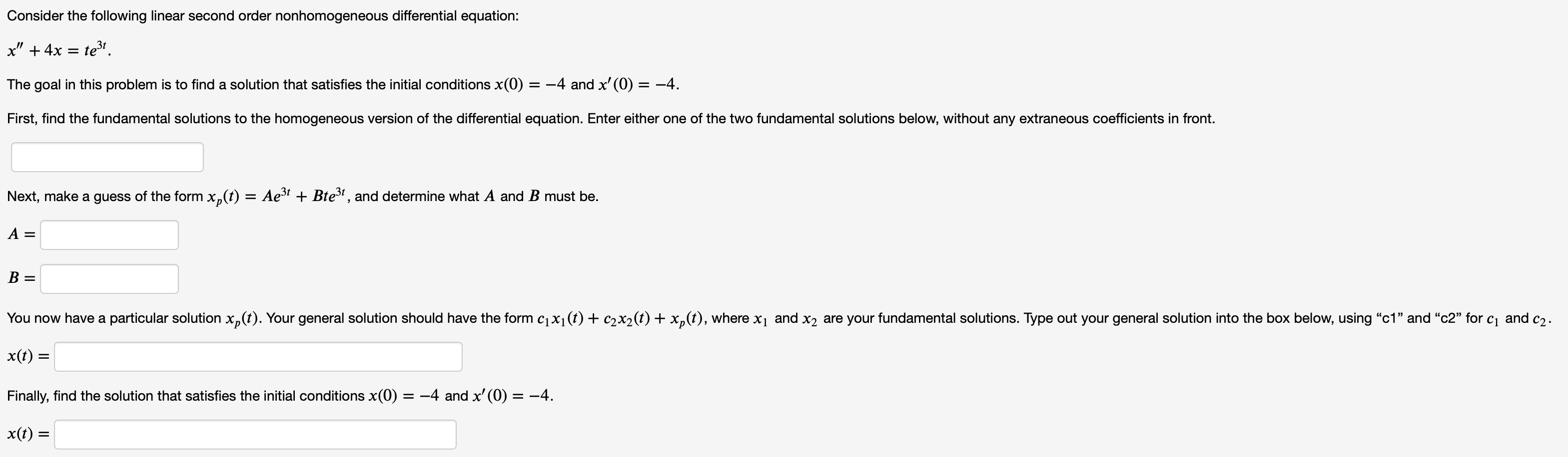 Solved Consider the following linear second order | Chegg.com