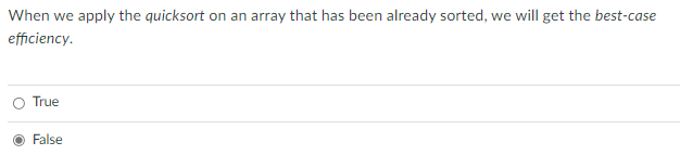 Solved When we apply the quicksort on an array that has been | Chegg.com