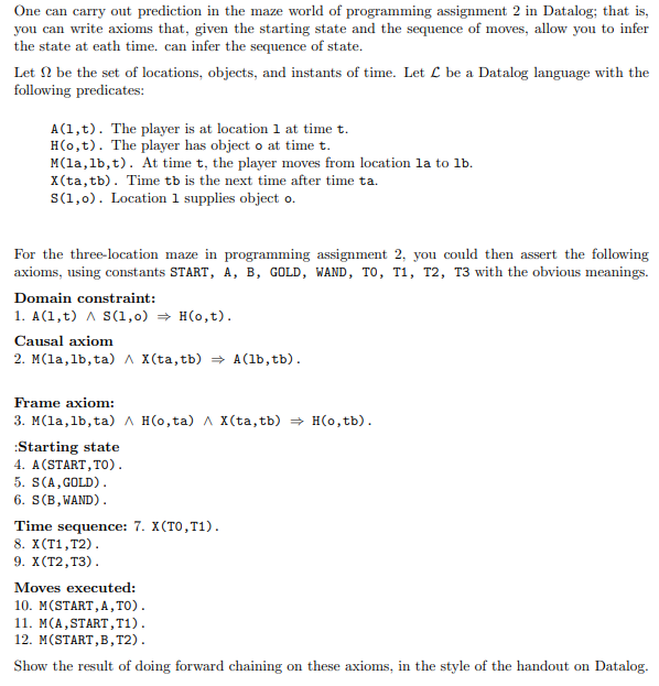 One can carry out prediction in the maze world of | Chegg.com