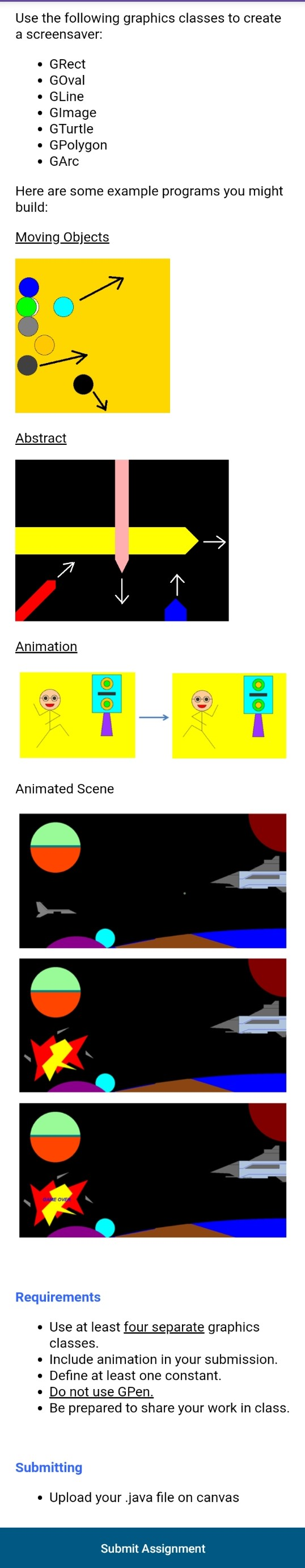 Use the following graphics classes to create a | Chegg.com