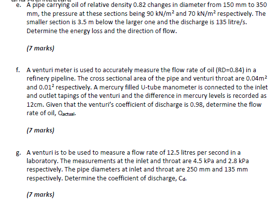 Solved Question 3. On Hydrodynamics and Pipe Flow [30 marks] | Chegg.com