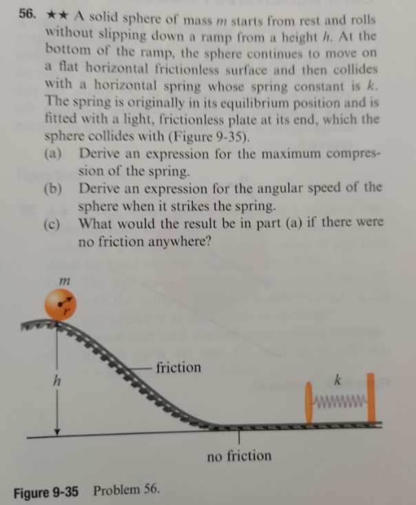 Solved 56. ** A solid sphere of mass m starts from rest and | Chegg.com