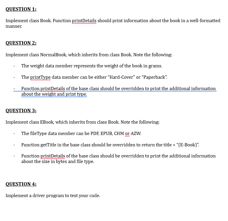 Solved Book Types T NOTE 1: In all of your code, do not | Chegg.com