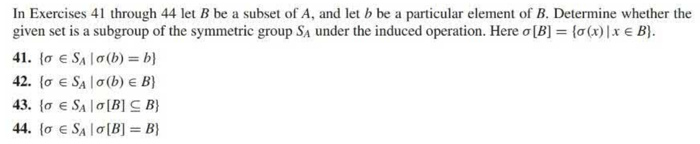 Solved In Exercises 41 through 44 let B be a subset of A, | Chegg.com