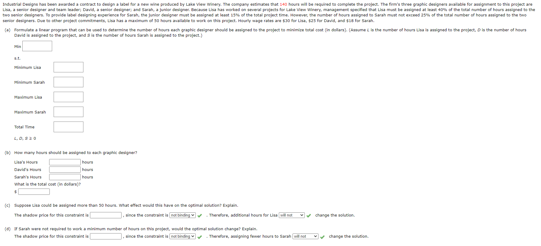Solved David is assigned to the project, and S is the number | Chegg.com