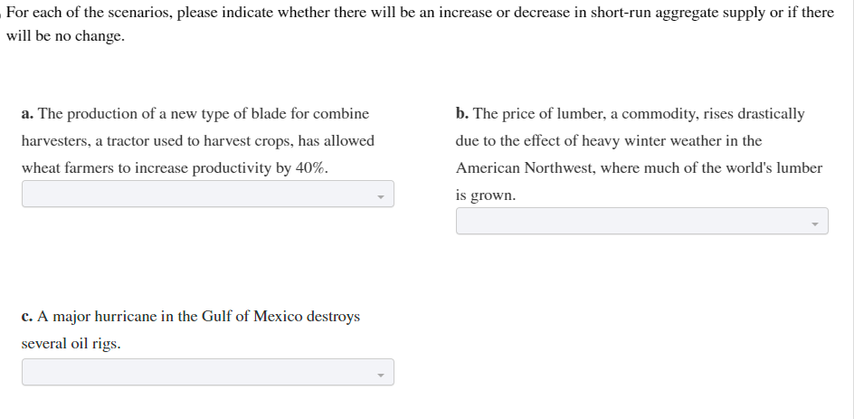 Solved For each of the scenarios, please indicate whether | Chegg.com