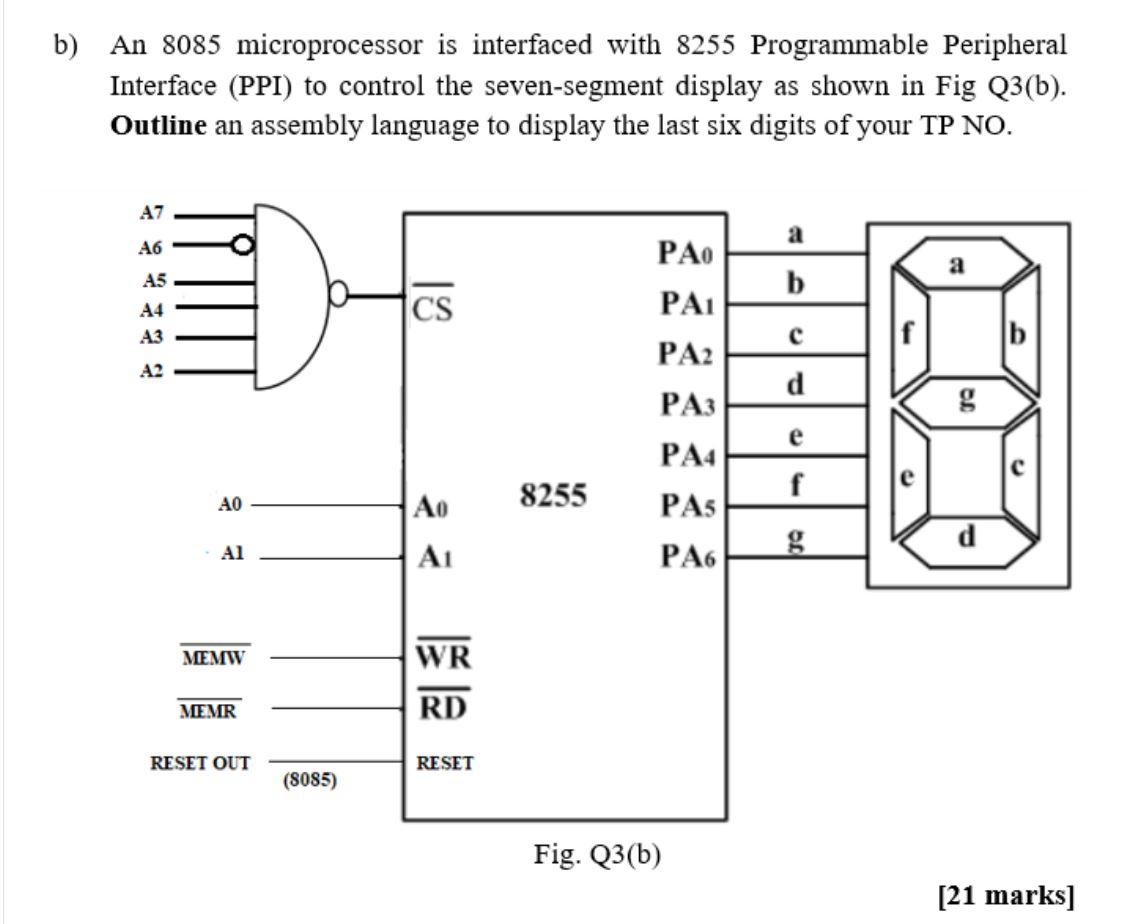 Solved B An 8085 Microprocessor Is Interfaced With 8255 Chegg