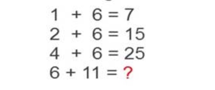 Solved 1 +6=7 2 + 6=15 4 + 6=25 6+11=? . An angle that | Chegg.com
