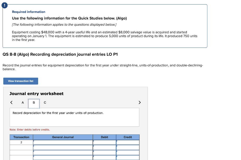Solved Required information Use the following information | Chegg.com