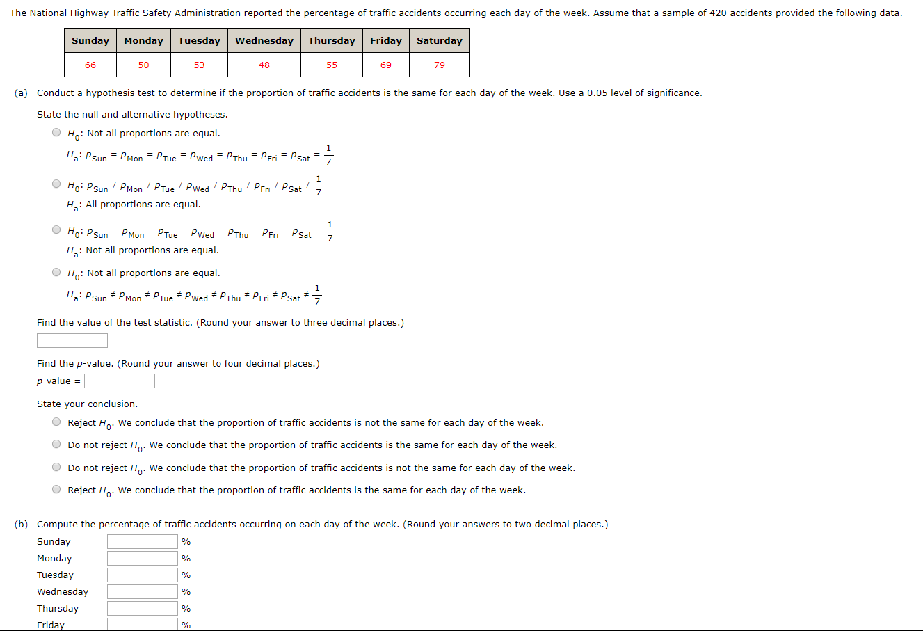 Solved The National Highway Traffic Safety Administration | Chegg.com