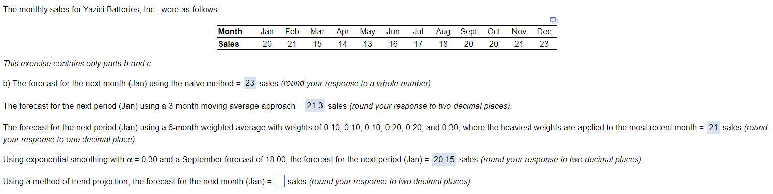 Solved Need help figuring out Trend Projection. | Chegg.com