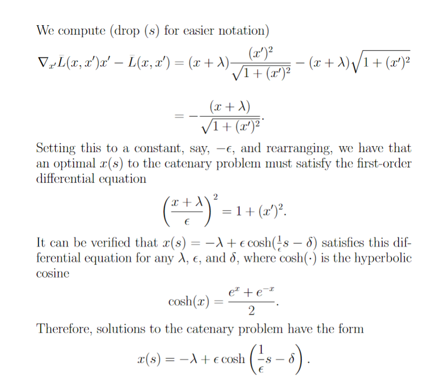 Solved 3. Verify that solutions to the catenary problem (see | Chegg.com