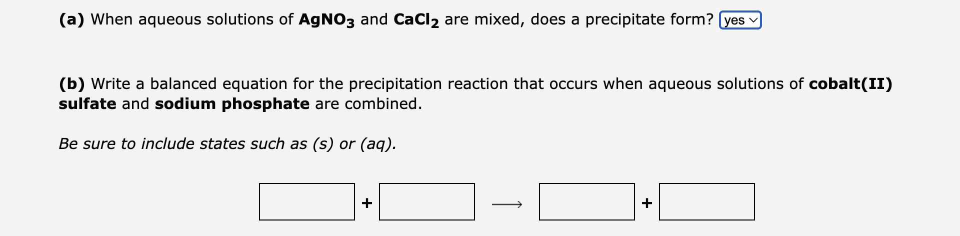 Solved (b) Write a balanced equation for the precipitation | Chegg.com