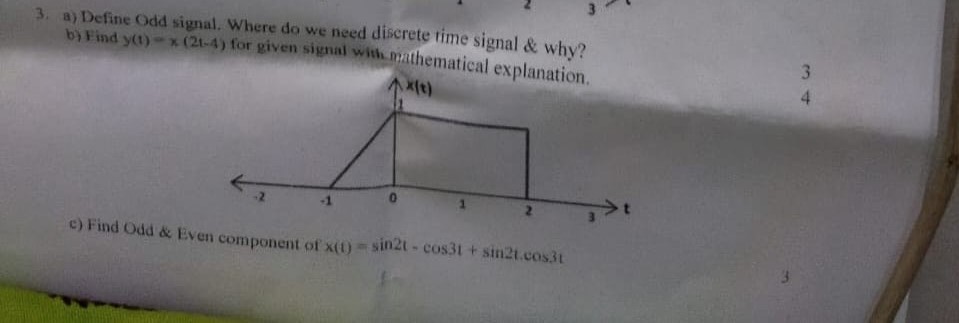 Solved 3. a) Define Odd signal. Where do we need diserete | Chegg.com