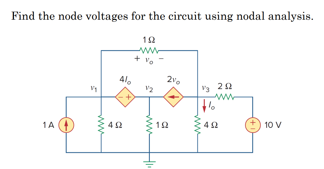 Solved Find the node voltages for the circuit using nodal | Chegg.com