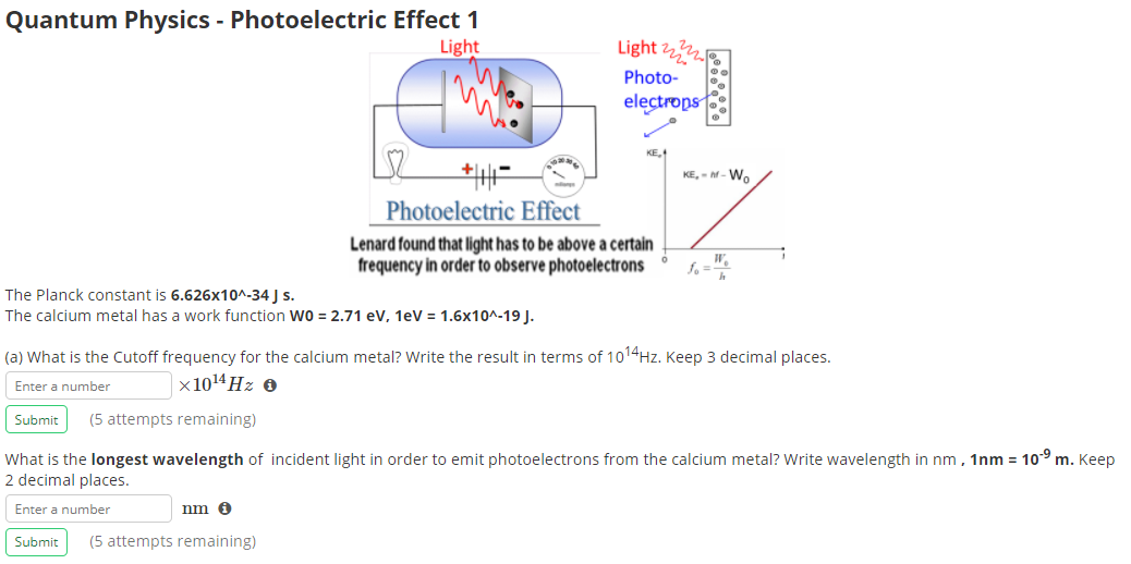 Solved Quantum Physics - Photoelectric Effect 1 Light Light | Chegg.com