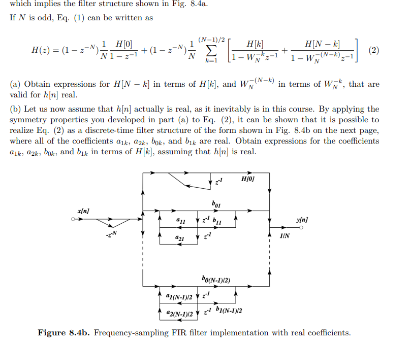 H[0] H[1] x[n] y[n] 1/N HIN-11 WY (N-1) Figure 8.4a. | Chegg.com