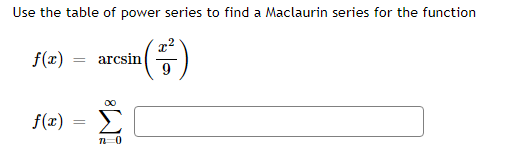 Solved Use the table of power series to find a Maclaurin | Chegg.com